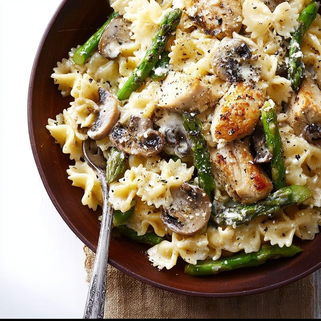 Pasta With Goat Cheese, Chicken, Asparagus and Mushrooms - Lisa Recipe