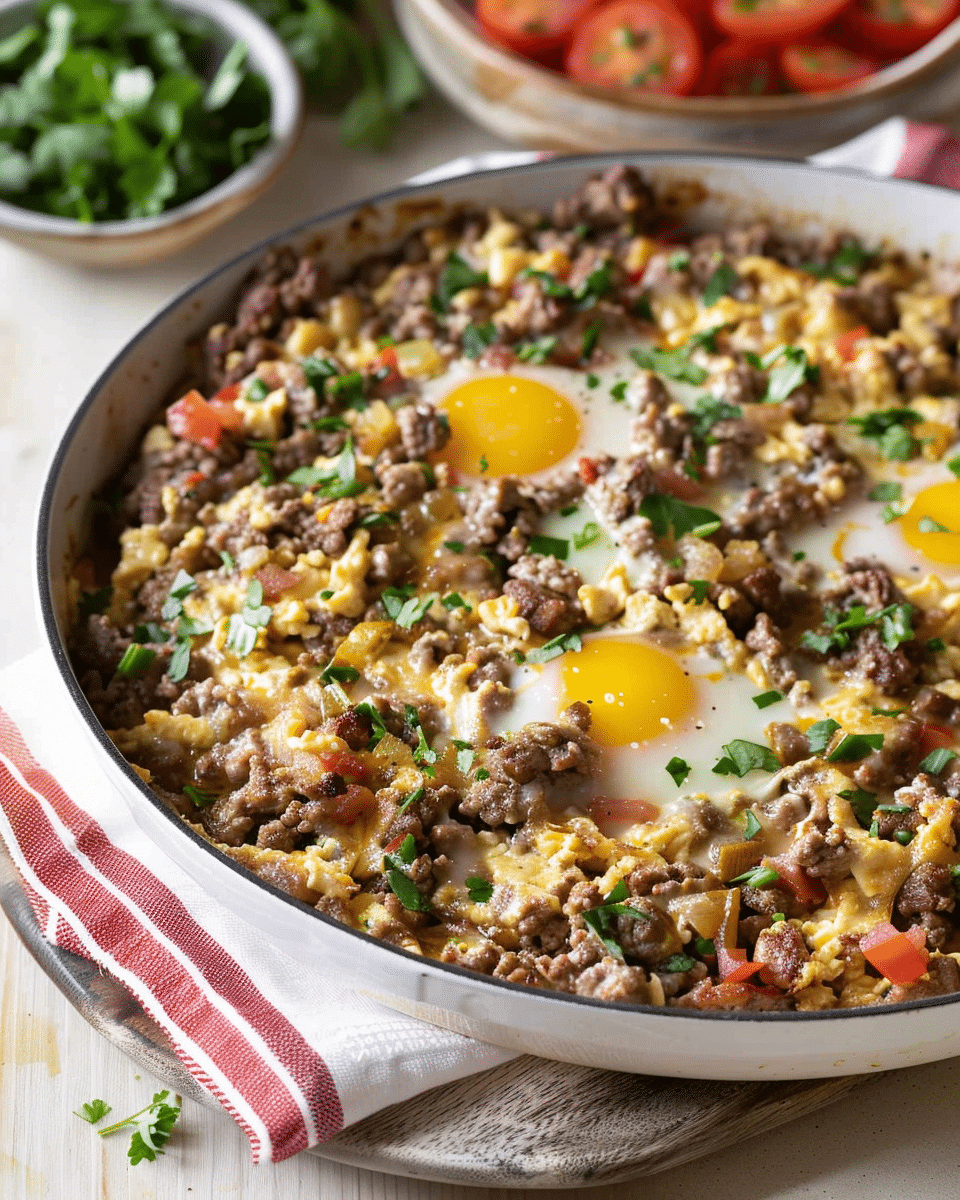 Ground Beef & Eggs recepe - Lisa Recipe